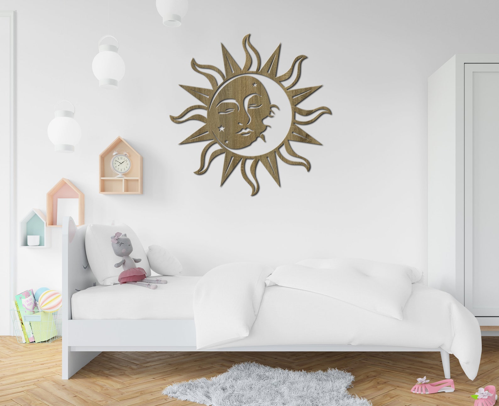 Sun and Moon Wood Wall Art Wooden Sun and Moon Wood Sun Wall - Etsy