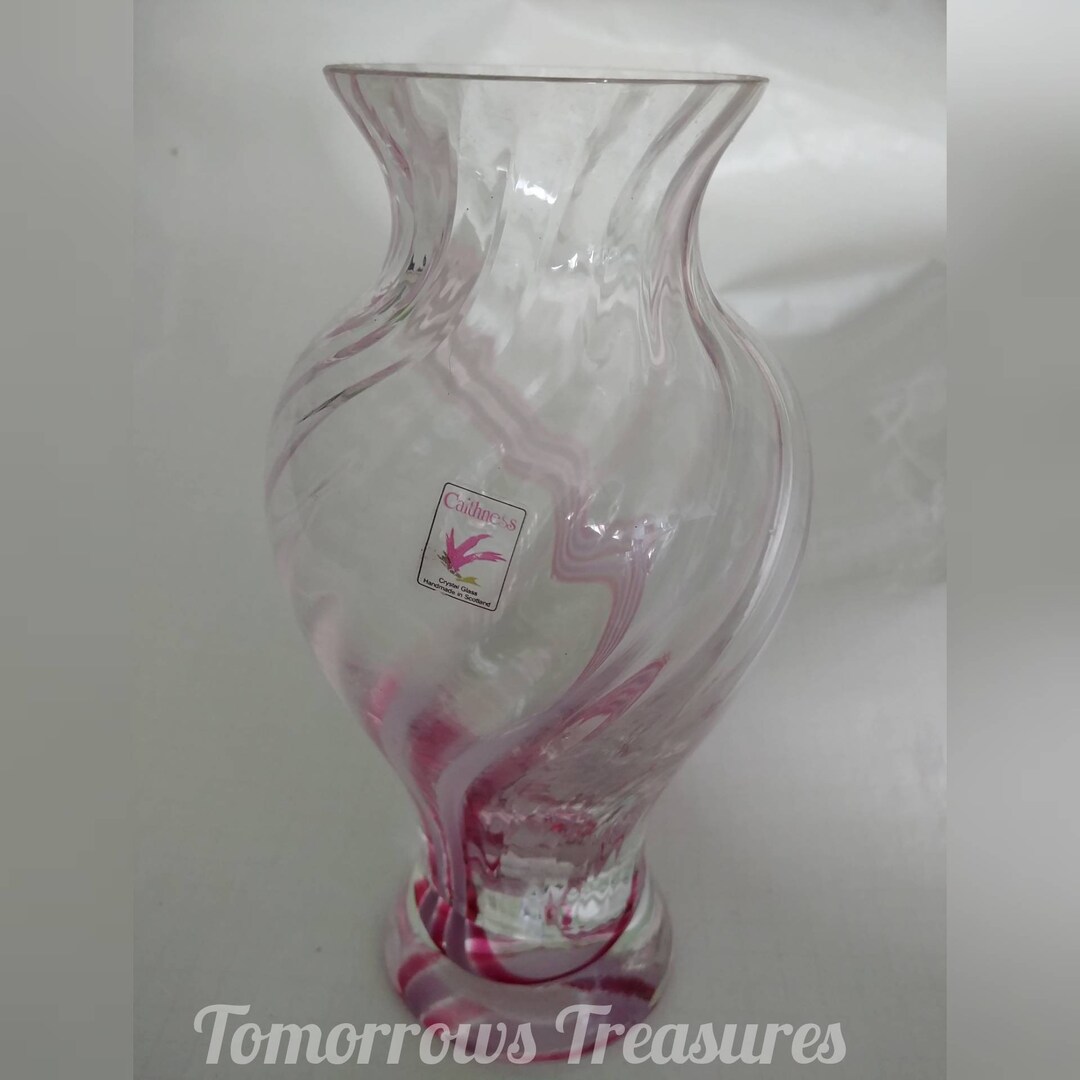 Caithness Cranberry and Pink Swirl Vase - Etsy