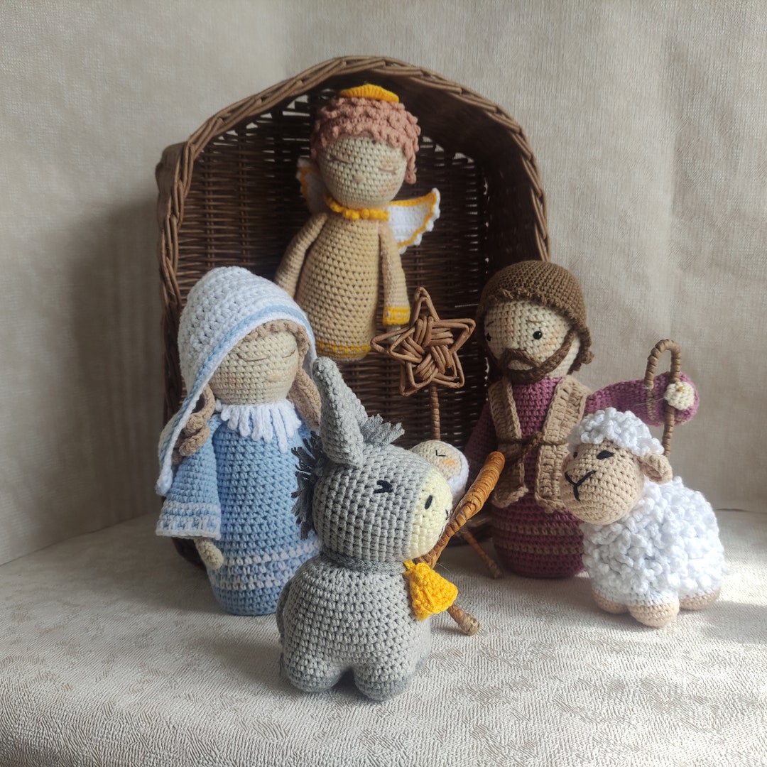 Crochet Nativity Set 6 Person: Baby Jesus, Mary, Joseph,angel, Donkey ...