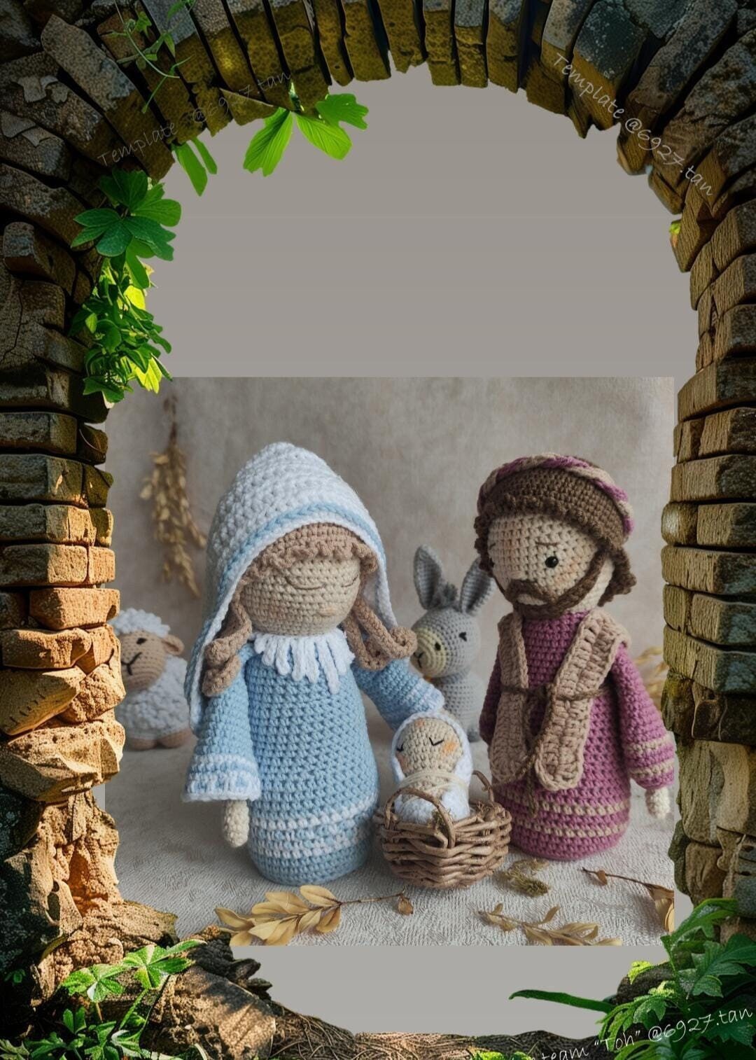 Crochet Nativity.set 4 Person: Baby Jesus, Mary, Joseph, Donkey.gift ...