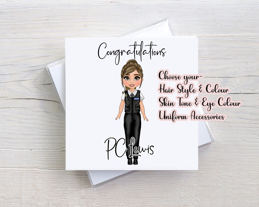 New Police Officer Card, Police Congratulations Card, Policewoman New ...