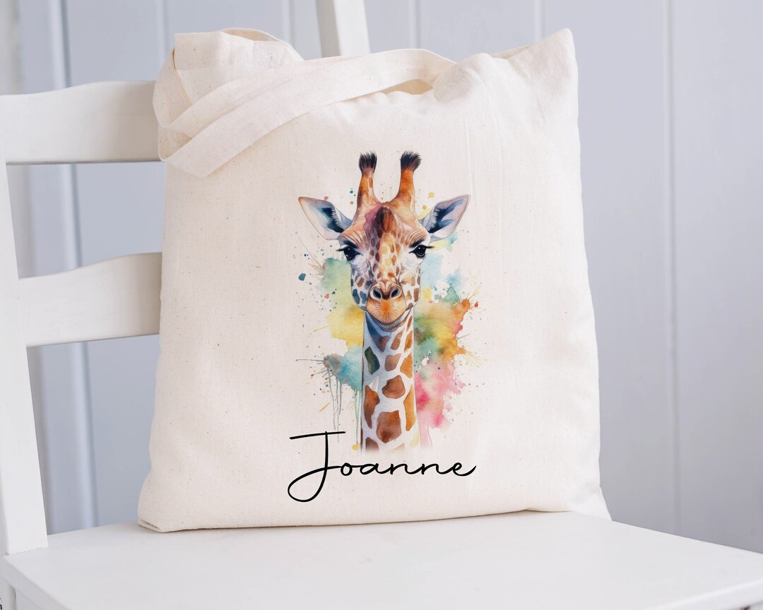 Giraffe Tote Bag, Giraffe Gift, Personalised Tote Bag, Animal Tote - Etsy