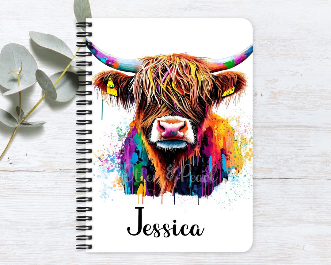 Highland Cow Gift, Highland Cow Notebook, Personalised Cow Notepad ...