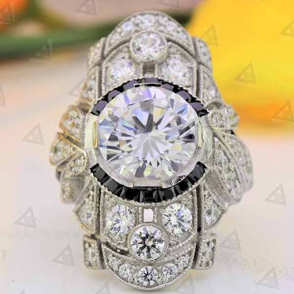 Silver Art Deco Ring - Etsy