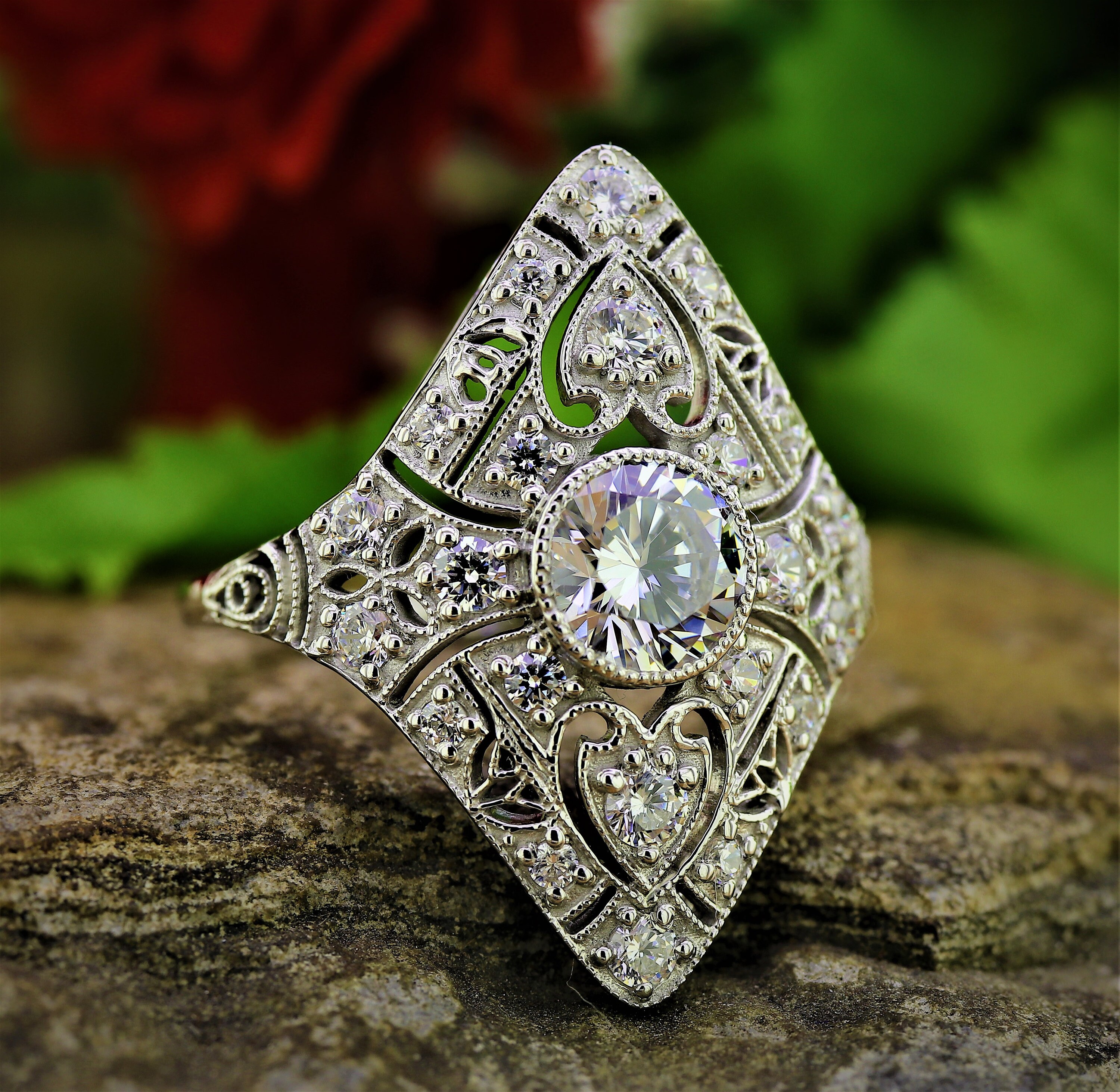 1920s Vintage Long Engagement Ring Cocktail Ring Art Deco Ring - Etsy