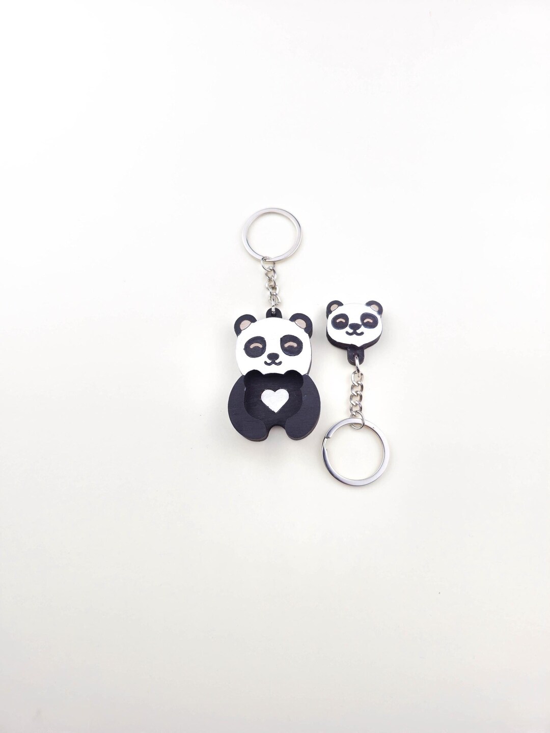 Panda Bear Keychain, Hugged Panda Keychain, Engraved Heart, Gift for ...
