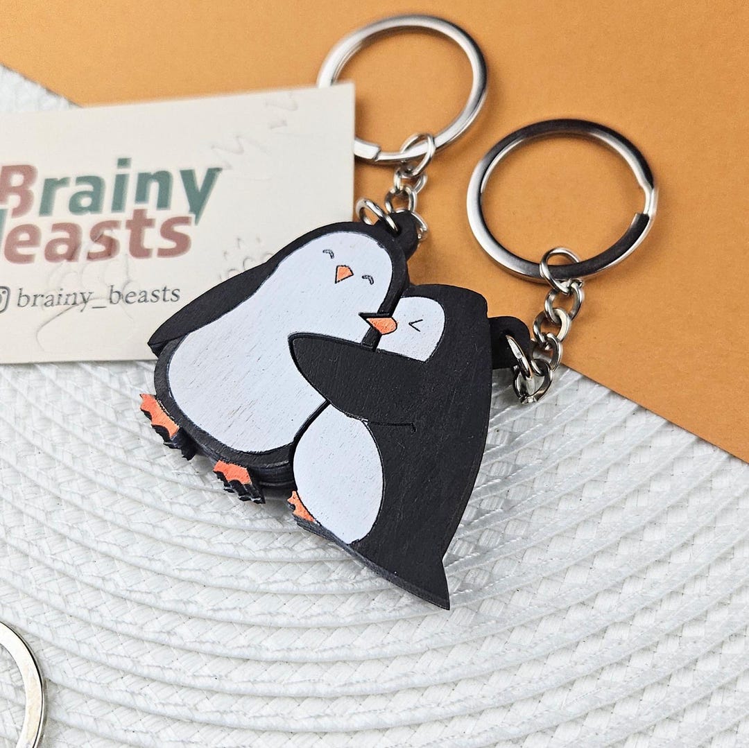 Hugged Penguins Keychains, New Year Gift, New Year's Collection, Animal ...