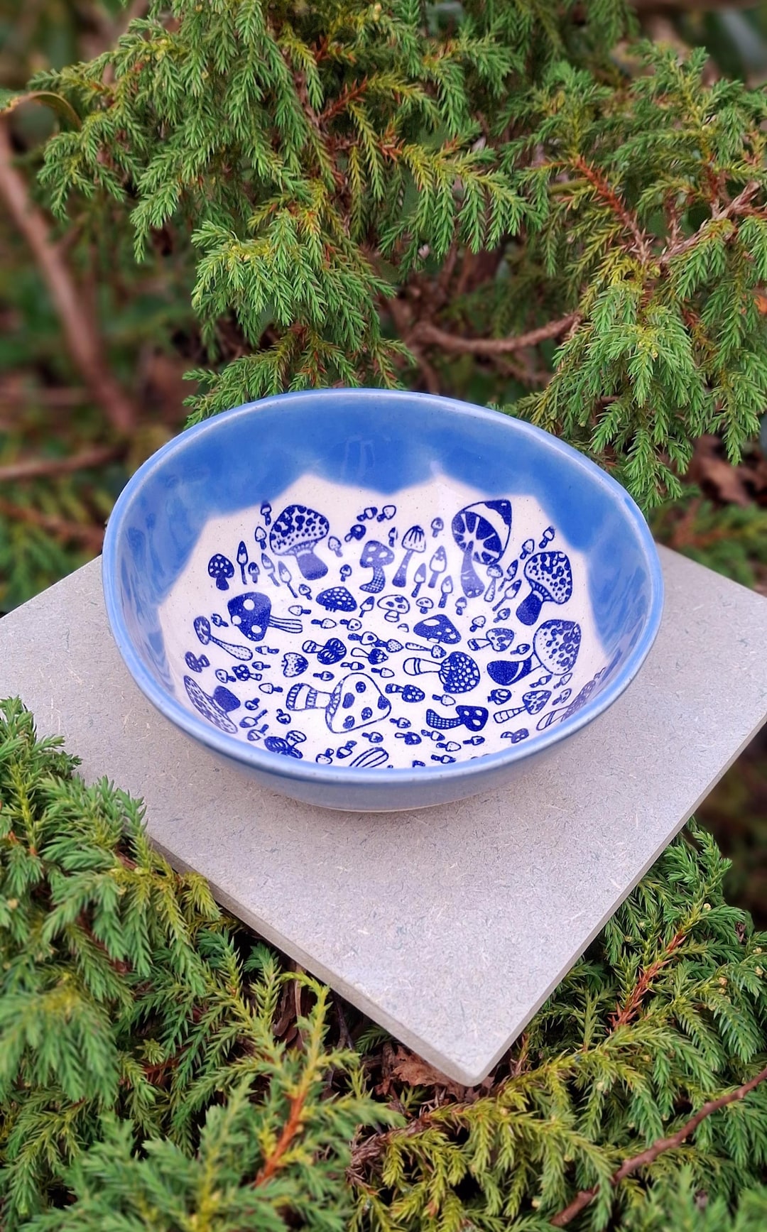 Blue Mushroom Handmade Wonki Bowl, Stoneware Bowl, Cereal Bowl, Ceramic ...