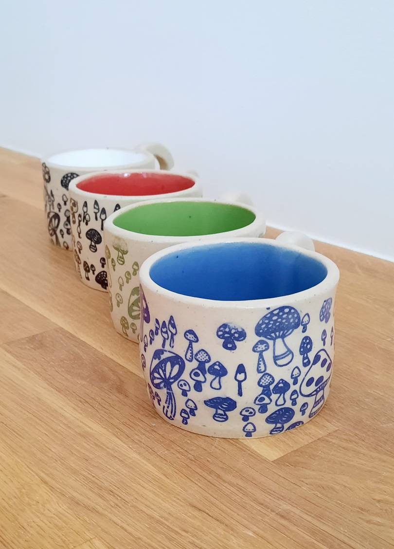 Blue Mushrooms Design Cup Ceramic Cup Stoneware Cup - Etsy UK