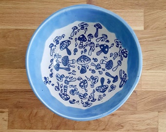 Black Mushroom Handmade Wonki Bowl, Stoneware Bowl, White Glaze ...