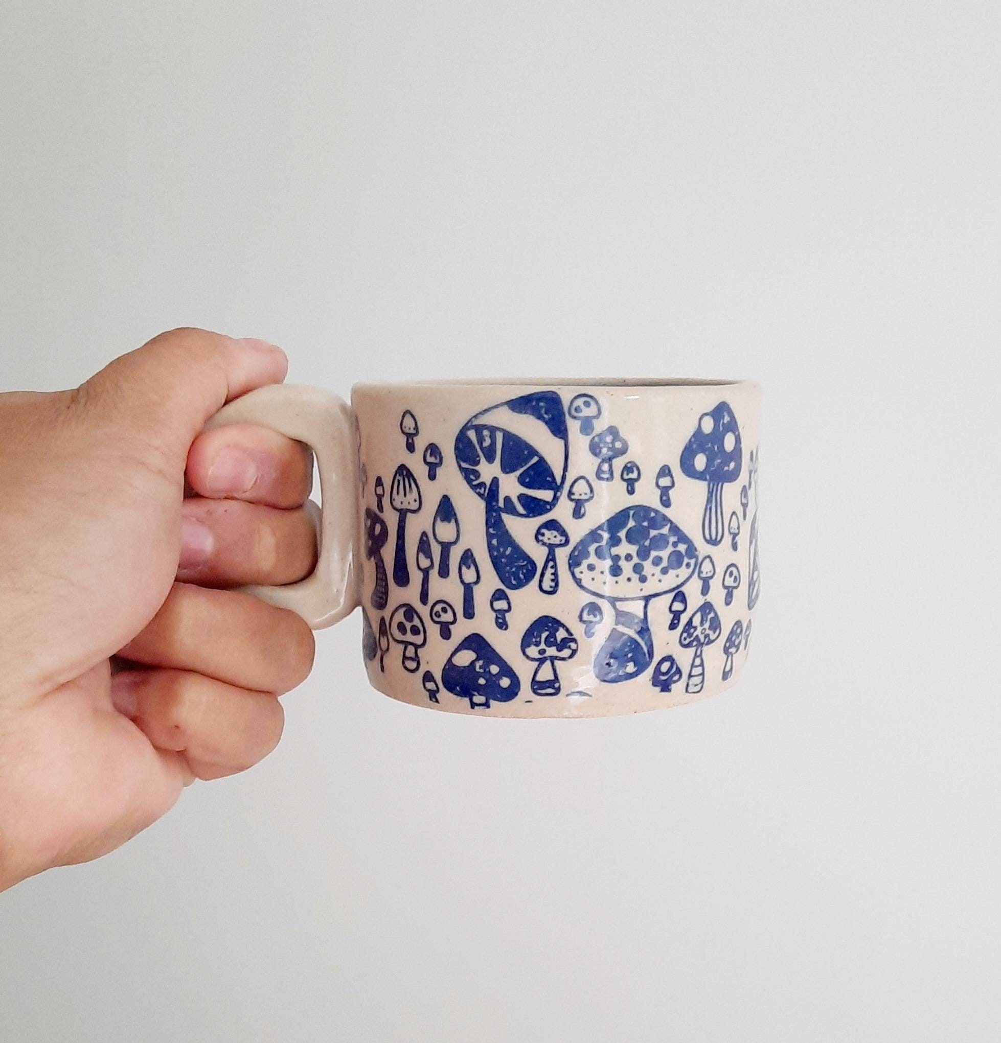 Blue Mushrooms Design Cup Ceramic Cup Stoneware Cup - Etsy UK