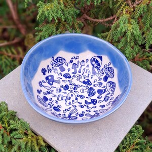 Blue Mushroom Handmade Wonki Bowl, Stoneware Bowl, Cereal Bowl, Ceramic ...