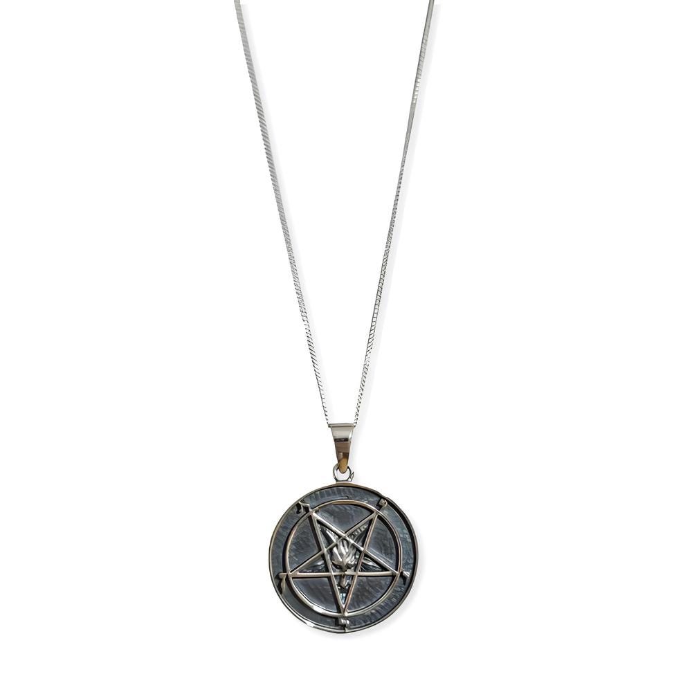 Baphomet Pendant 925 Sterling Silver Inverted Pentagram 20" Chain ...