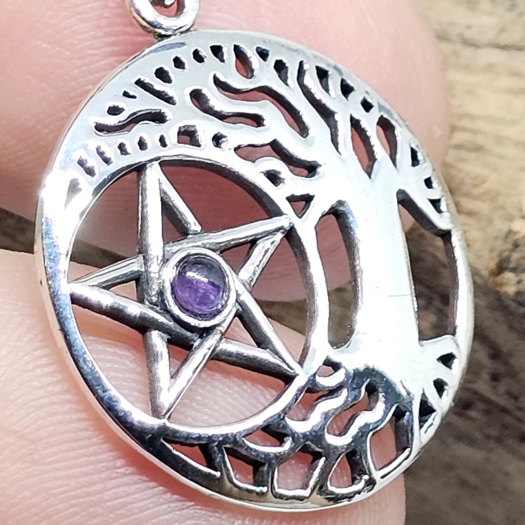 Amethyst Tree of Life Pentacle Pentacle Necklace 925 Sterling Silver ...