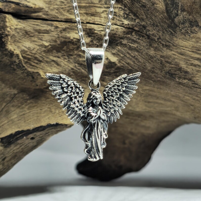 Angel Pendant 925 Sterling Silver 3d Angel 20 Inch Oval Chain Necklace ...