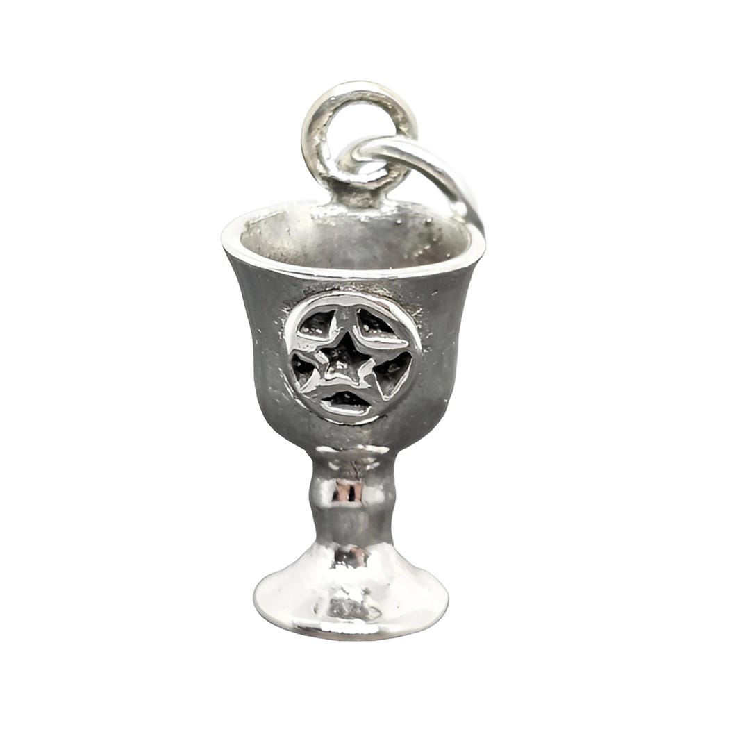 Chalice Pentagram Charm Goblet 3d Wiccan Pagan Witch Charm 925 Sterling ...