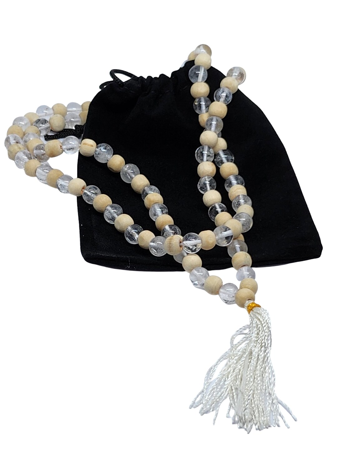 Tulsi Sphatik Quartz Necklace Pendant Mala 1081 Beads Tulsi Holy Basil ...