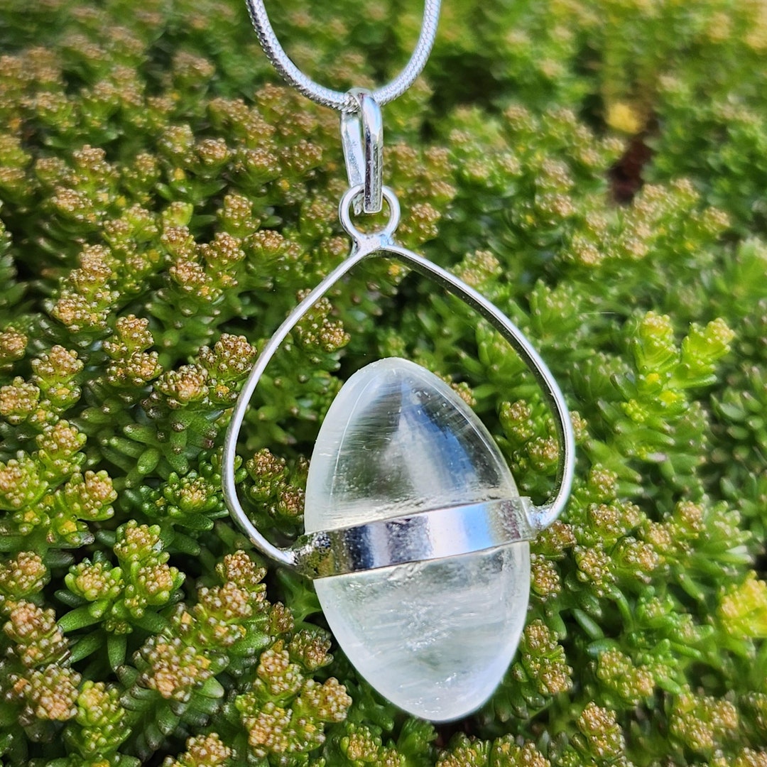 Shiva Lingam Pendant Clear Quartz Sacred Yoni Pendant 22" Silver Plated ...