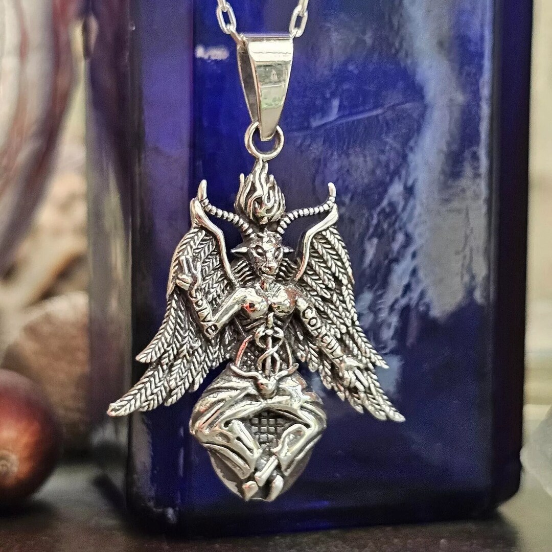 Baphomet Pendant 925 Silver Classic Pose Goat of Mendes Church of Satan ...