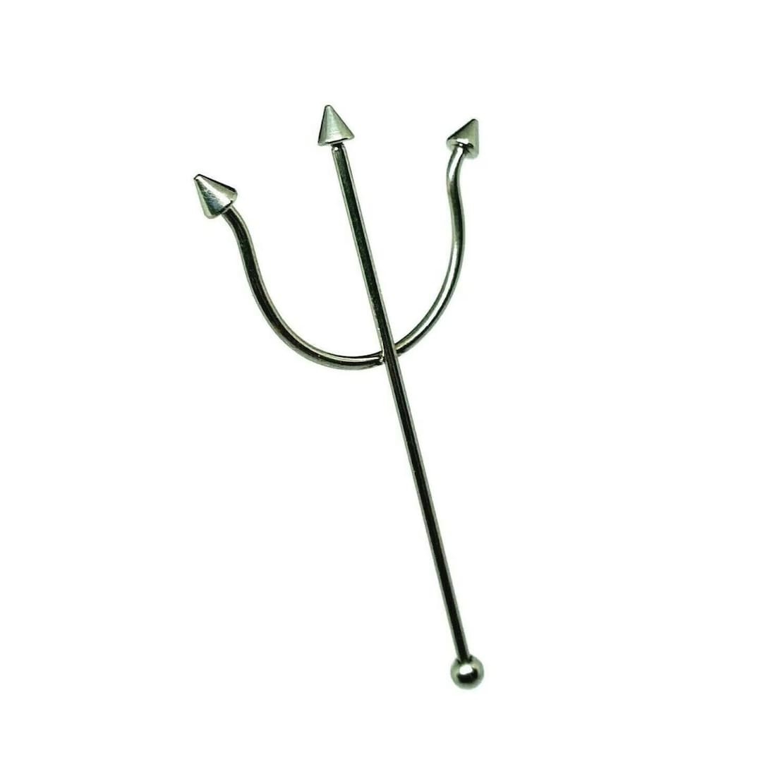 Trident Industrial Piercing Barbell Fork Setting Earring Skaffold 16g ...