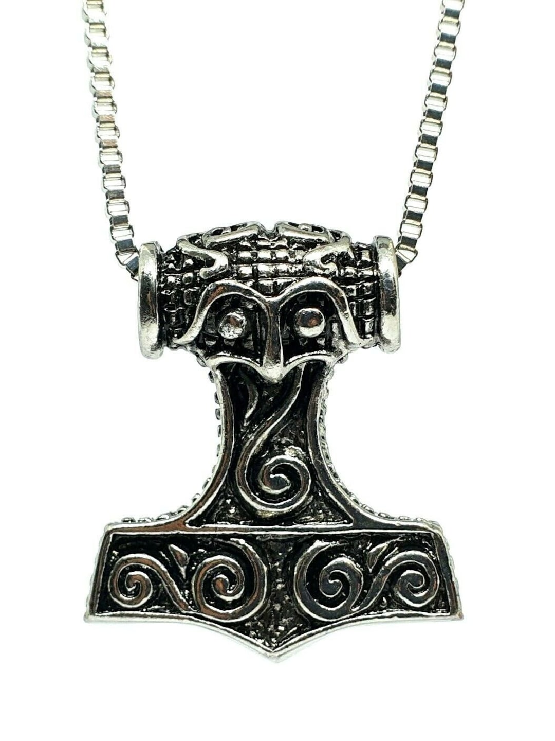 Thors Hammer Pendant Necklace Large Raven Skane Hammer Heavy 20" Box ...