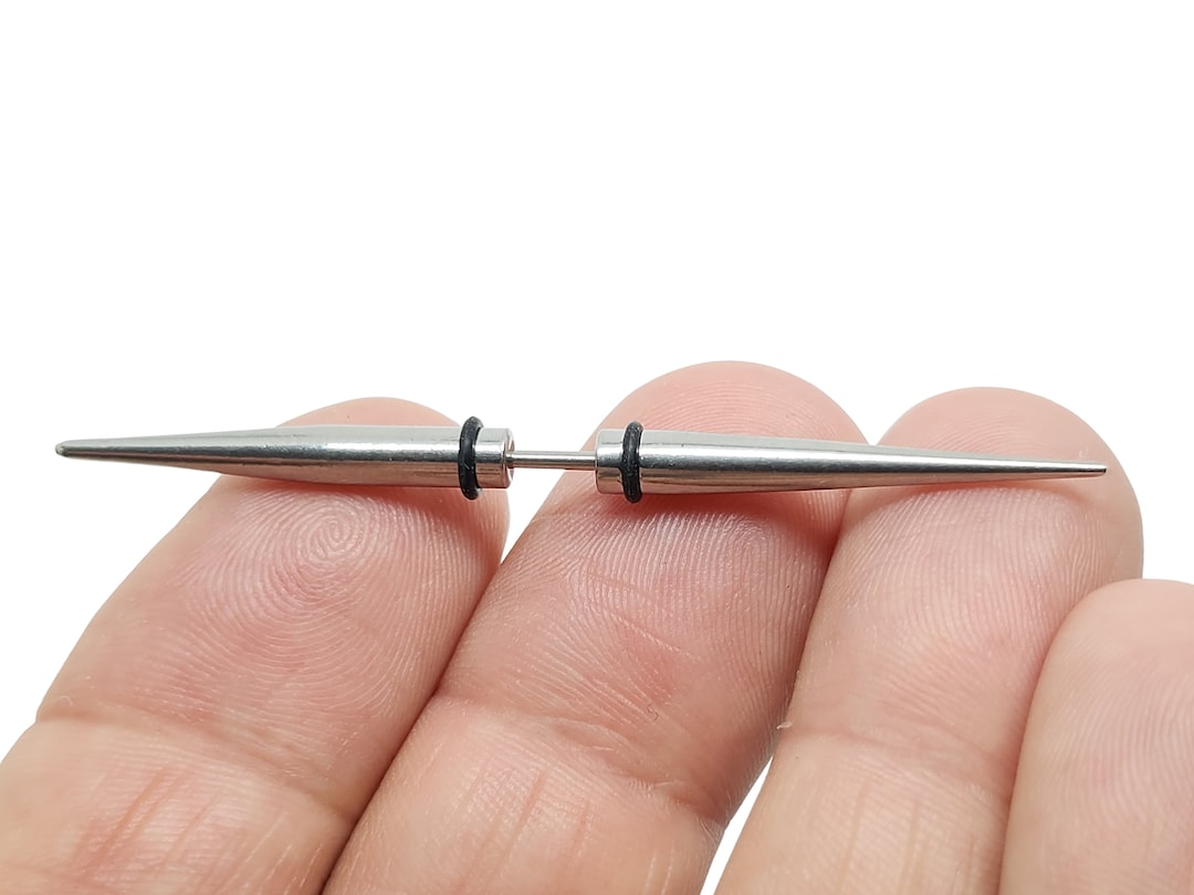 Medium Double Spike Septum Bar Cone 16g 1.2mm 60mm Approx Silver Tone ...