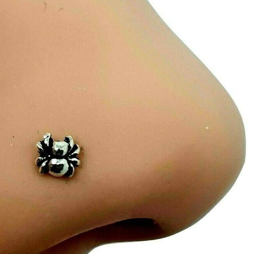 Spider Nose Stud Piercing Arachnid 22g (0.6mm) 925 Sterling Silver Ball ...