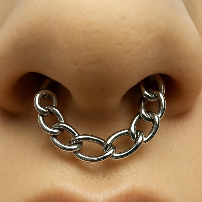 Non Piercing Chain Septum Ring: Surgical Steel Pinch Fit Body Jewellery ...