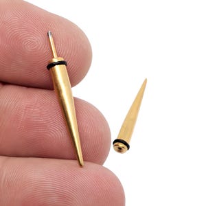 Gold Double Spike Septum Bar Medium Cone Piercing 16g 1.2mm 316L ...