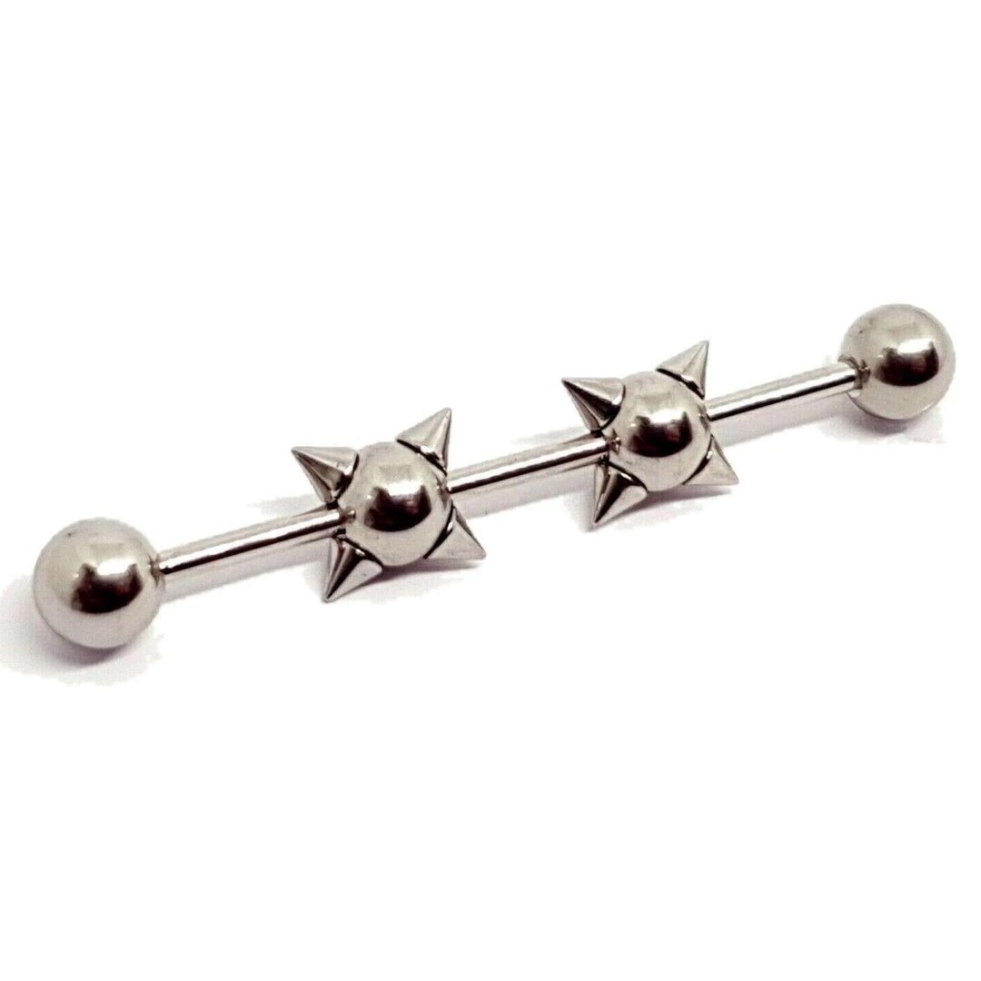 Spiked Ball Barbell Piercing 38mm 14 Gauge 6mm Balls 8 Spikes Earring ...