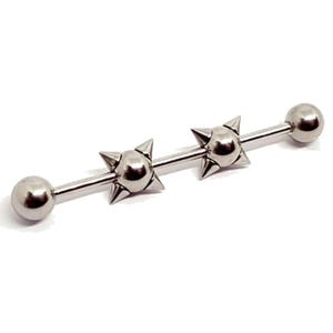 Scaffold Spiked Barbell Piercing Twin Spike Balls 38mm 14g 1.6mm 6mm ...