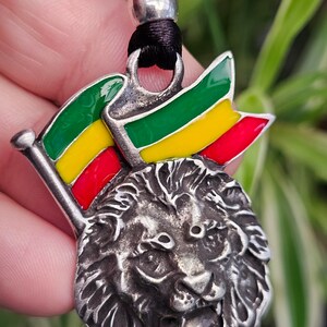 Lion of Judah Pendant Necklace Rastafari Flag Jamaica Lion Pewter ...