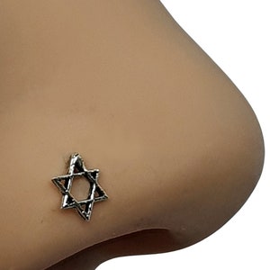 Star of David Nose Stud Mogen Shield of David 22g (0.6mm) Hexagram 925 ...