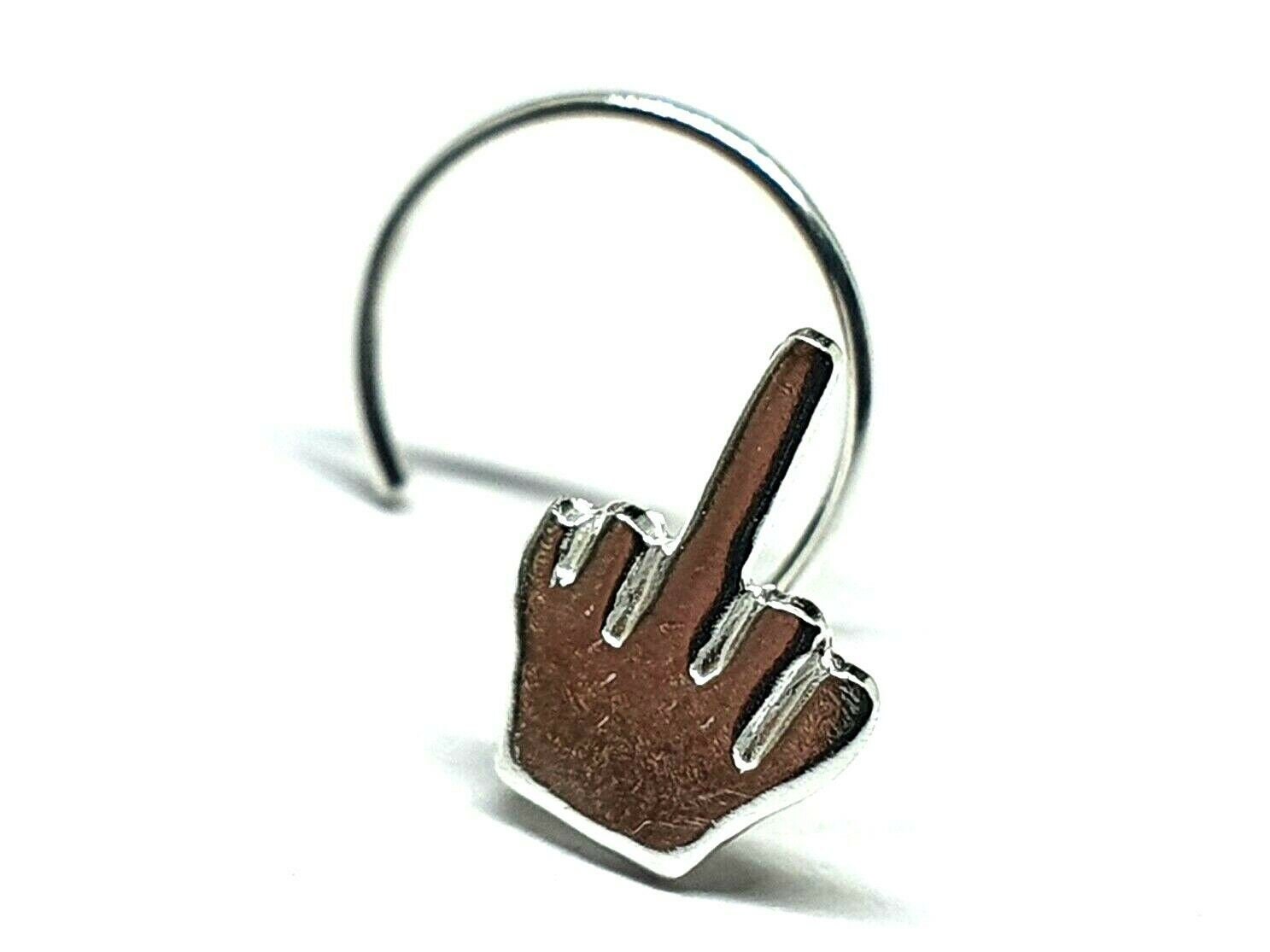 Up Yours Nose Stud Middle Finger Flip Bird 22g 0.6mm 925 | Etsy