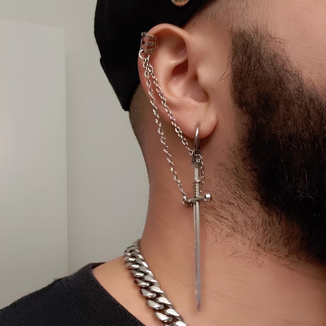 Sword Earrings Ear Cuff Edgy Cottage Core Gothic Helix Orbital Dangle ...