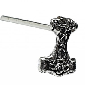 Thors Hammer Nose Stud Viking Raven Skane Viking Mjolnir 20g (0.8mm ...