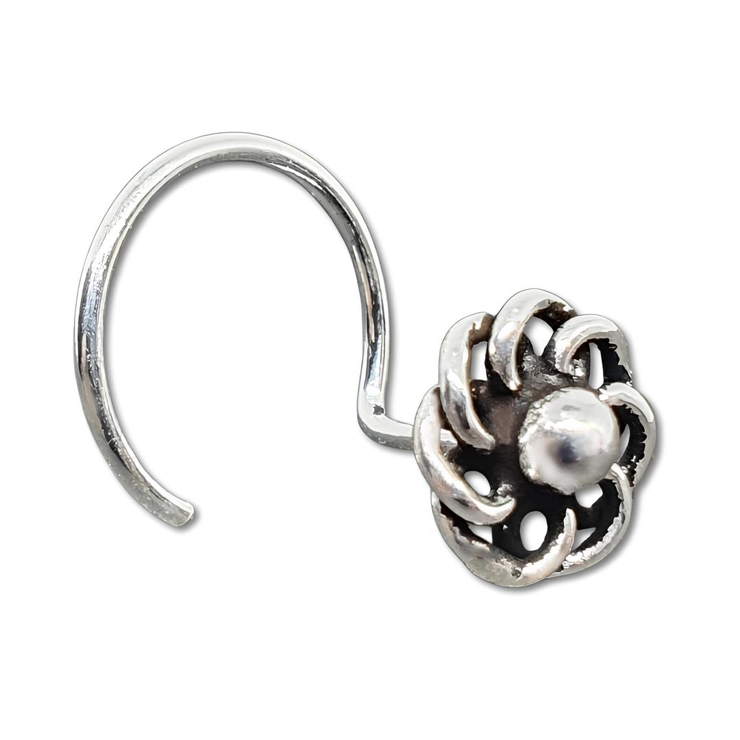 Flower Sun Nose Stud Spiral Sun Piercing Wheel 22g (0.6mm) 925 Oxide ...