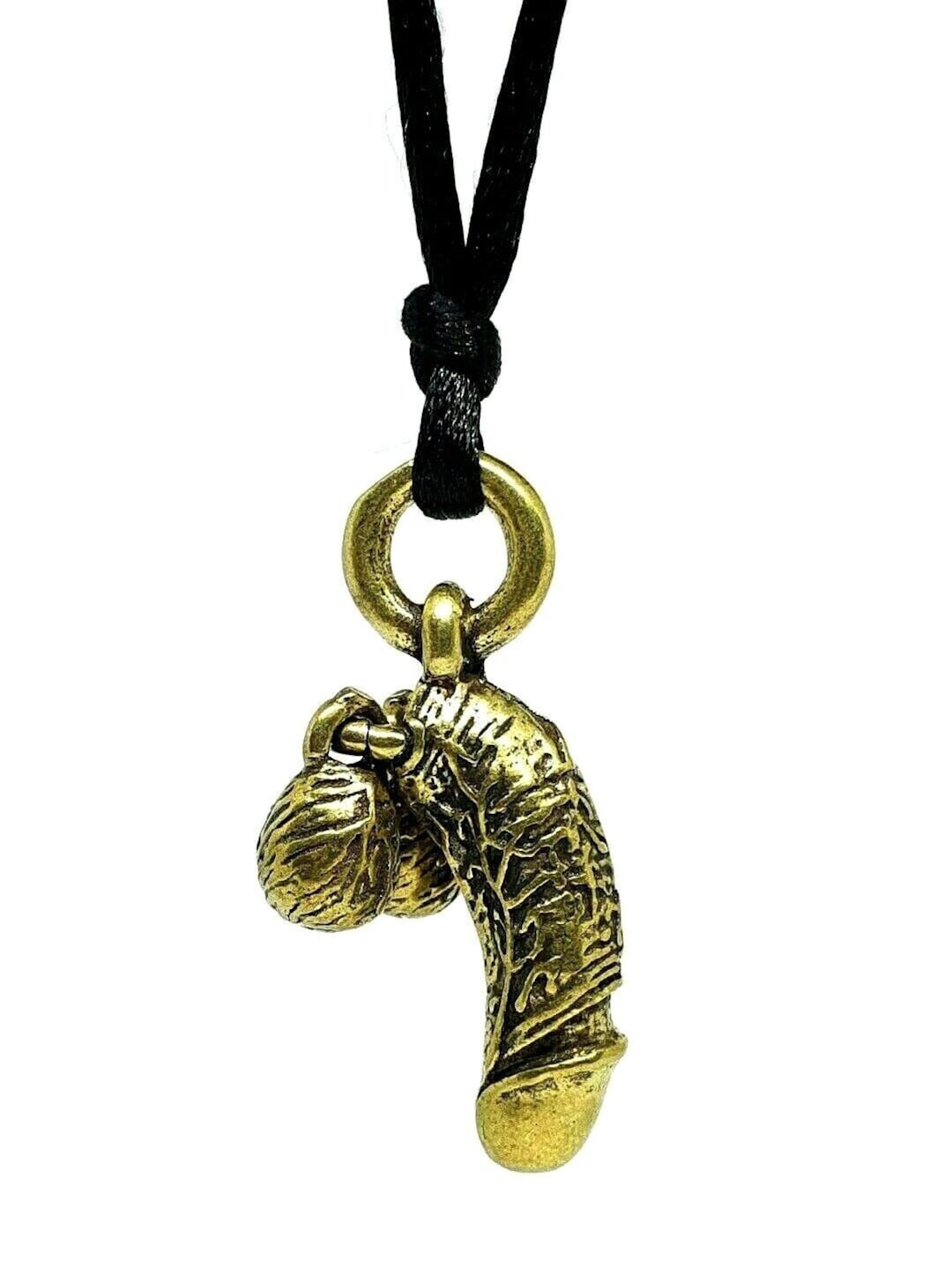 Cock & Balls Amulet Pendant Necklace Erotic Brass Phallic Penis ...