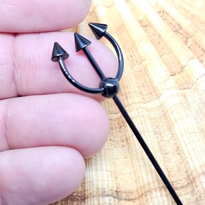 Black Trident Scaffold Piercing Fork Earring Industrial 14g (1.6mm ...