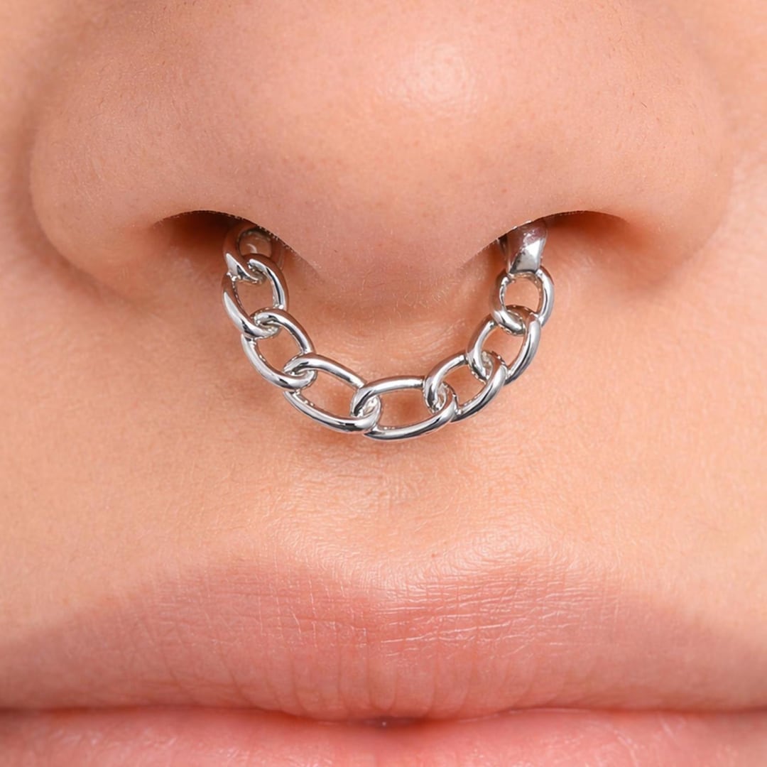 Non Piercing Chain Septum Ring: Surgical Steel Pinch Fit Body Jewellery ...