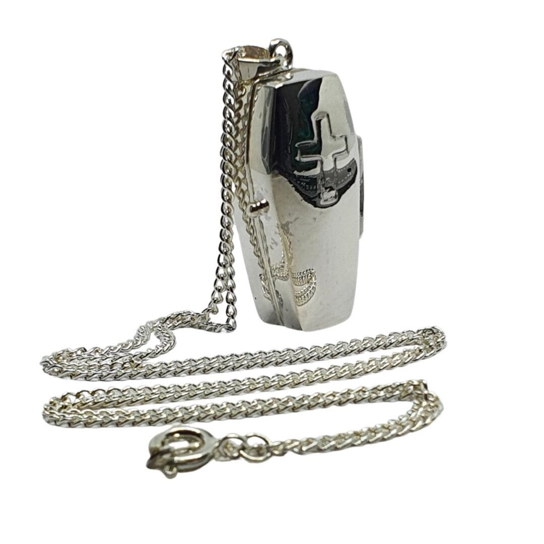 Coffin Locket Pendant Necklace Large 925 Sterling Silver 20" Strong ...