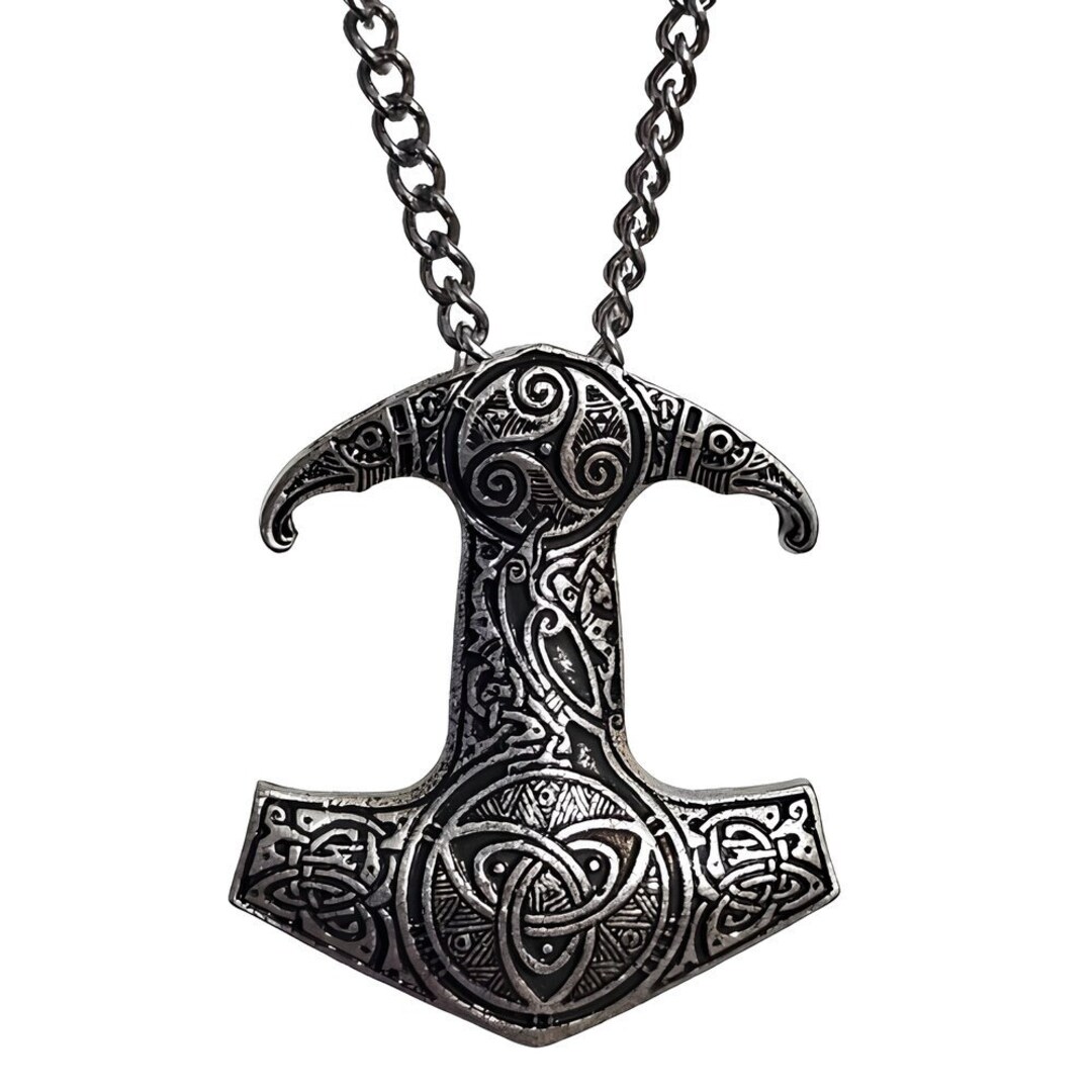 Raven Skane Thor's Hammer Pendant With Triquetra & Triskele 33" Steel ...