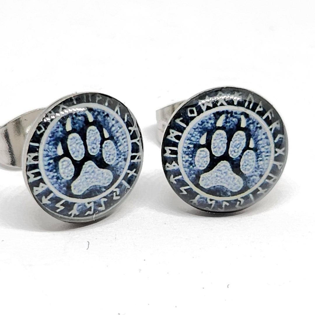 Wolf Fenrir Rune Earrings Viking Asgard Unisex Goth Alternative Pair of ...