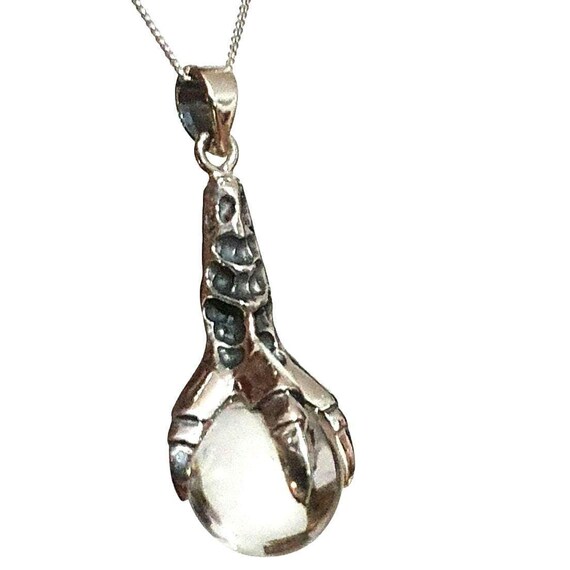 Dragons Claw Crystal Ball Pendant Necklace Quartz Wand 925 Sterling Silver Pendant 18 Curb Chain Necklace Scrying Ball Boxed Gift b7b2 Etsy Canada