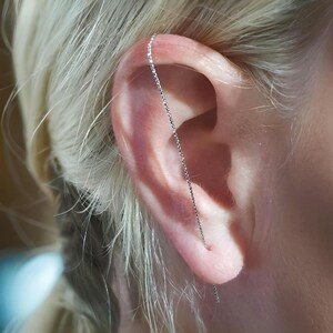 Ear Wrap Crawler Hook Crook Bar Industrial Piercing Twisted Ribbed ...