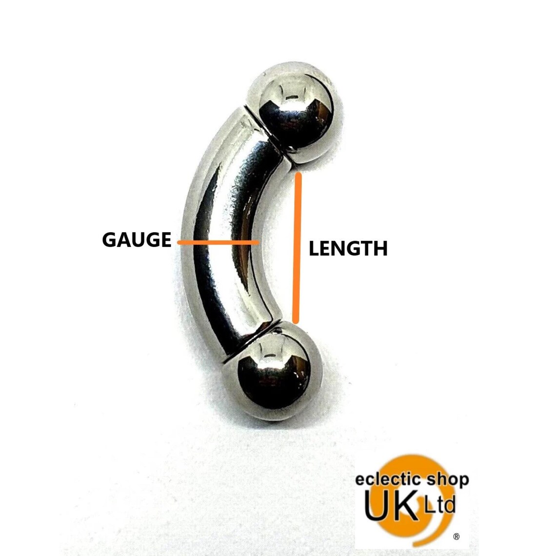 Prince Albert Curved Bar 4 Gauge 10mm Balls 316L Surgical Steel Body ...