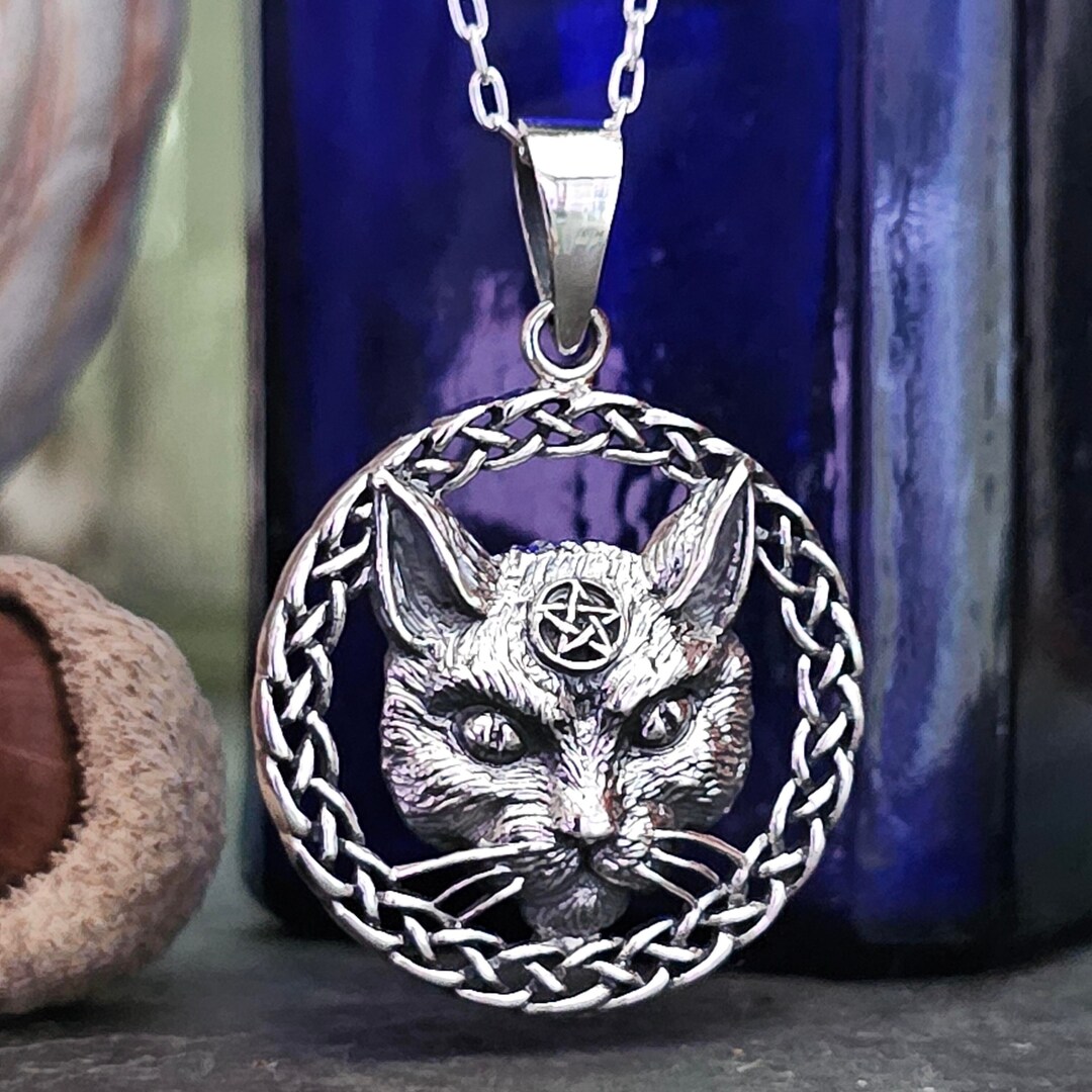 Magic Cat Pentagram Pendant 925 Silver Witch's Cat Magical Creature ...