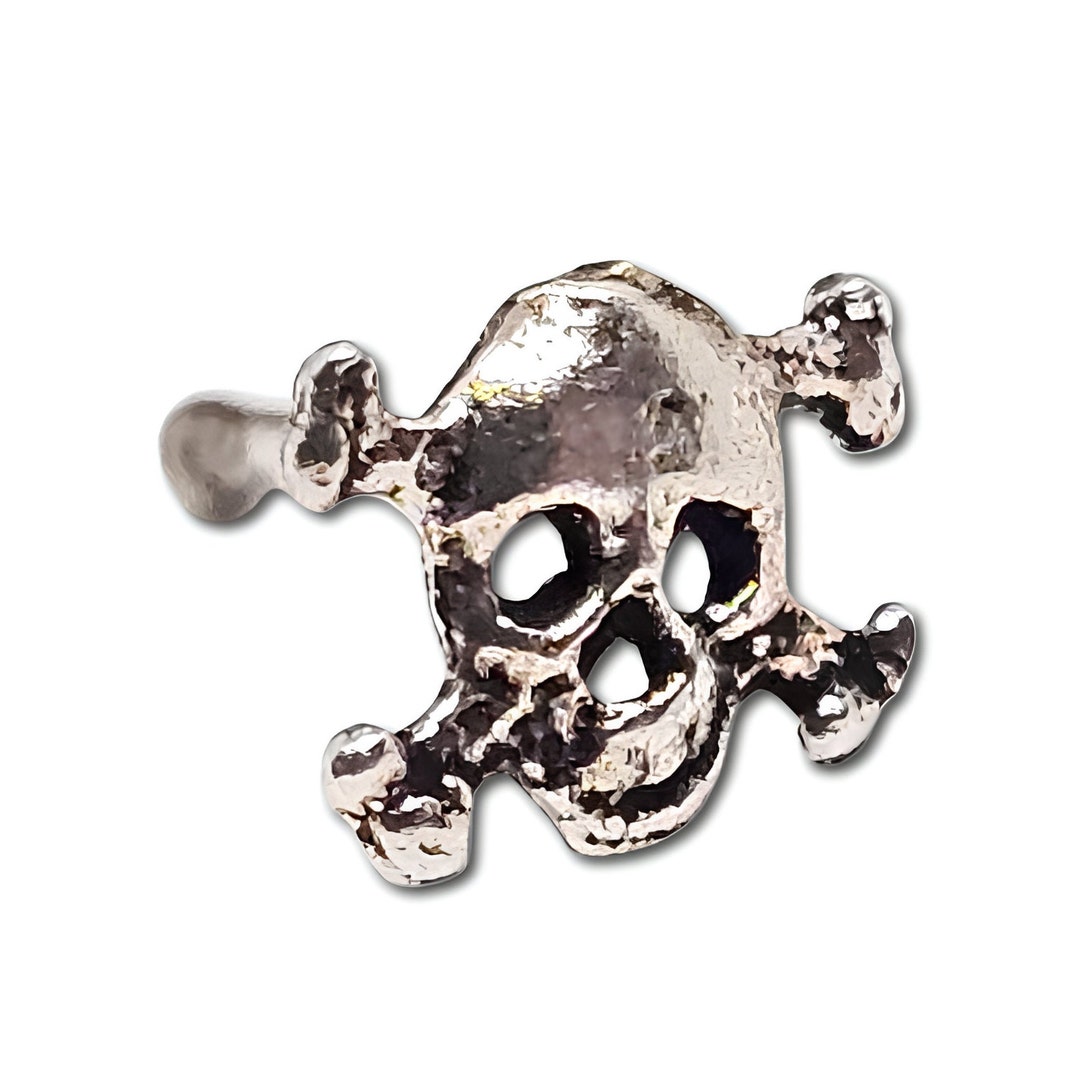 Skull and Crossbones Nose Stud Piercing 22g 0.6mm Vintage Oxide 925 ...