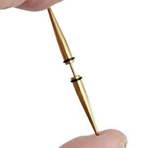 Gold Double Spike Septum Bar Medium Cone Piercing 16g 1.2mm 316L ...