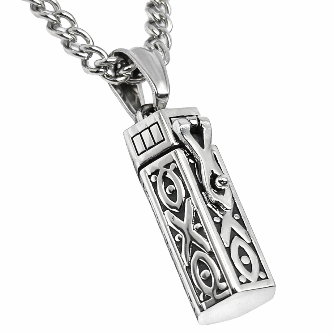 Love Locket Hug Kiss Pendant Keepsake Necklace Stainless Steel Curb ...